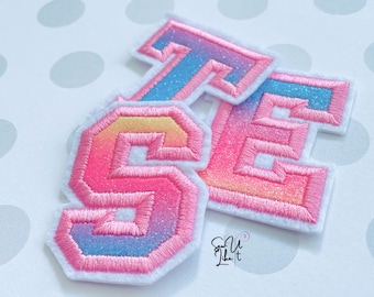 Varsity Bold Letter Font Sparkle Glitter Patch Iron or Sew on Vinyl NO ...