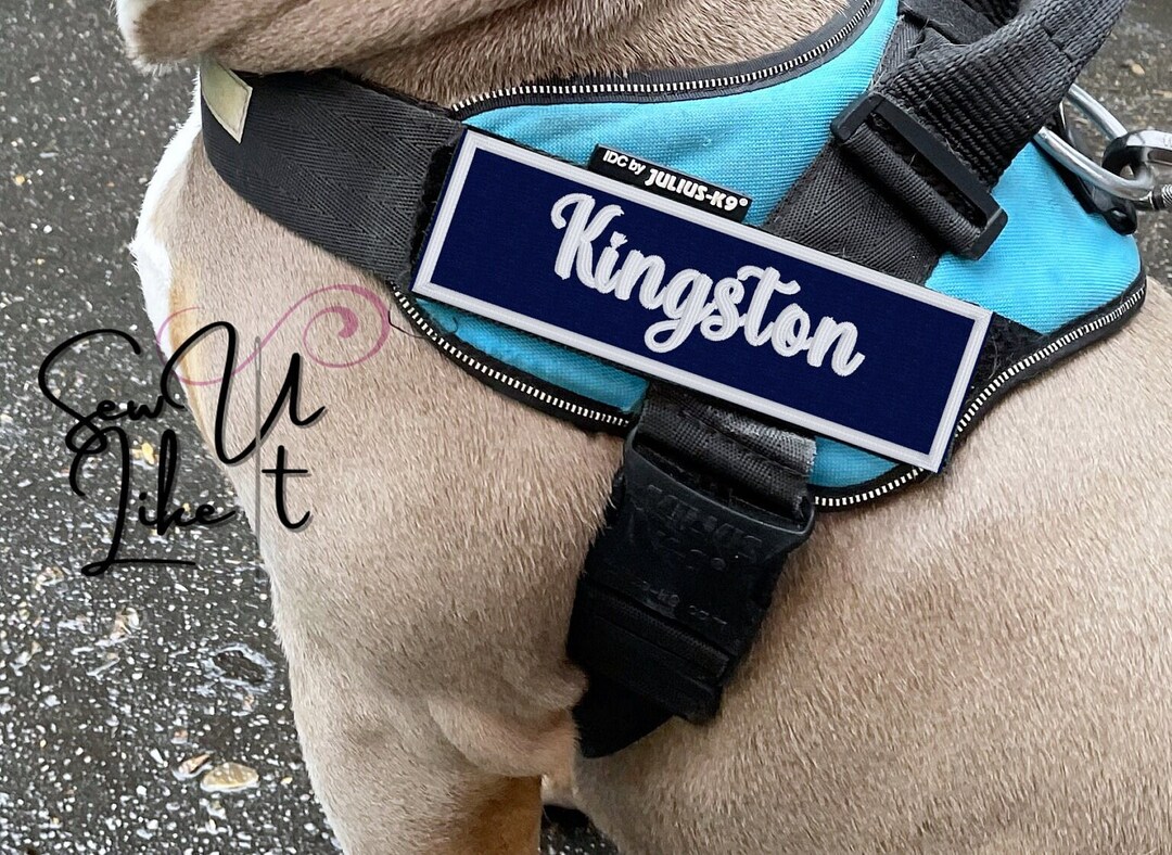 Dog Harness Name Patch, Embroidered Pet Name Patch, NAVY Dog Name Sign ...