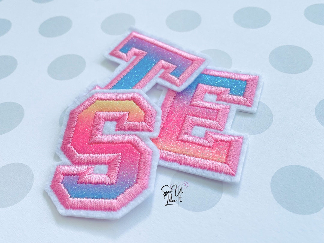 Glitter Varsity Letter Patch: Embroidered Iron-on Appliqué (3 Inch ...