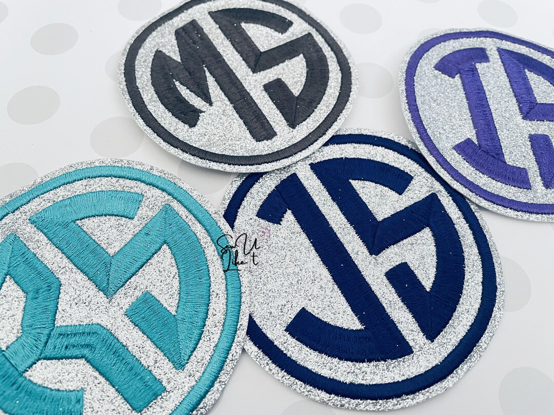 Personalised Monogram Silver Glitter Circle Engraved Monogram Initial ...