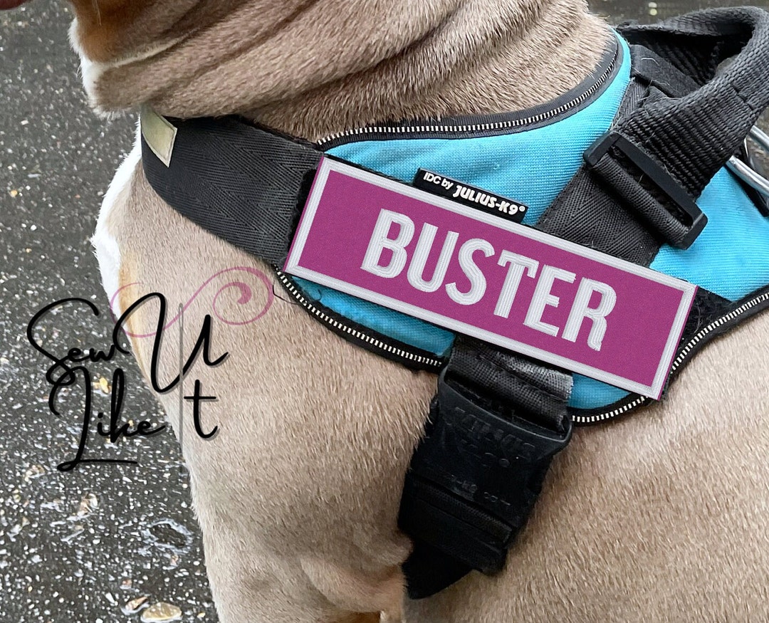 Dog Harness Name Patch Embroidered Pet Name Patch PINK Dog Name Patch ...