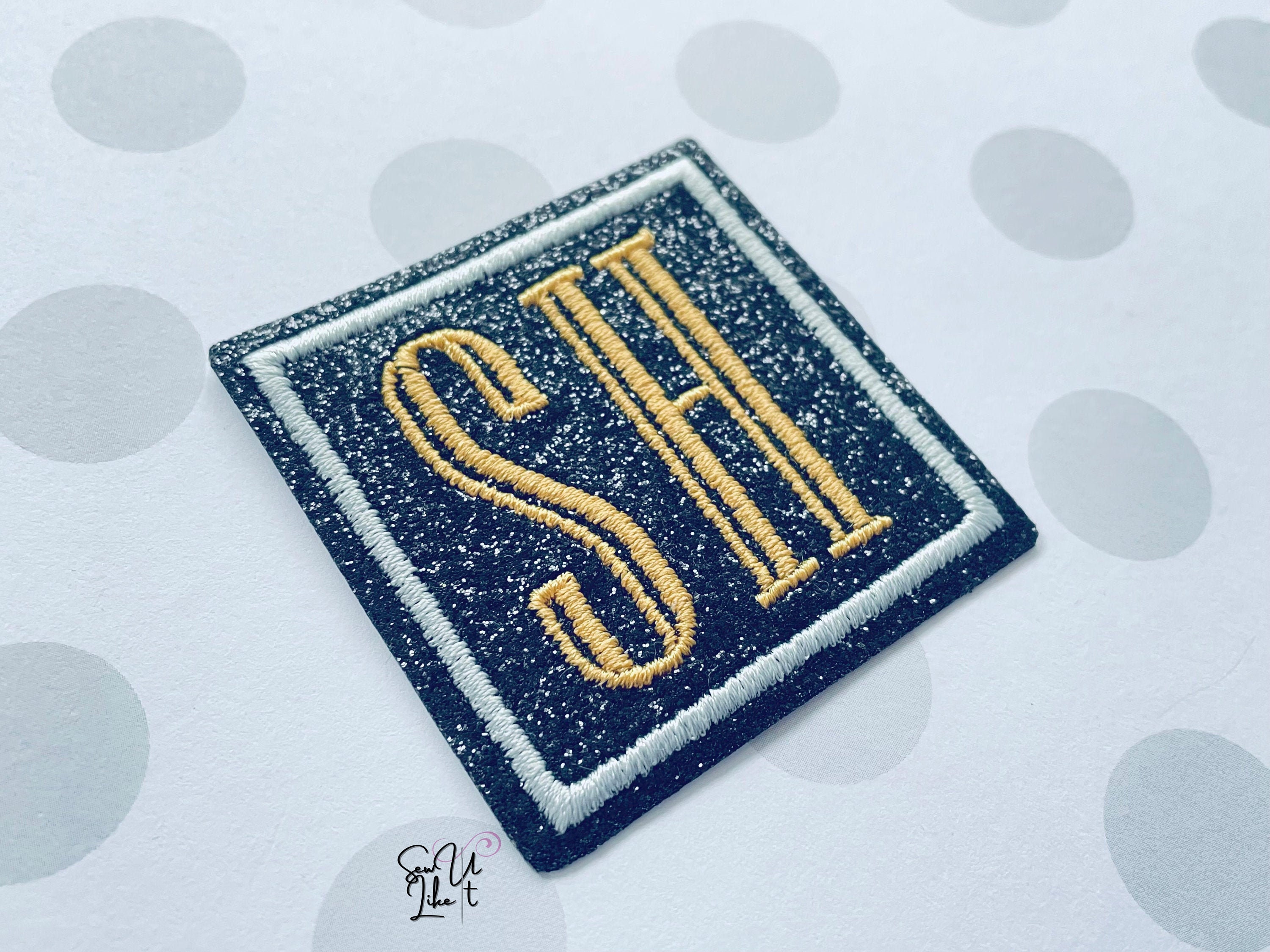 Personalised Glitter Engraved Monogram Initial Embroidered | Etsy