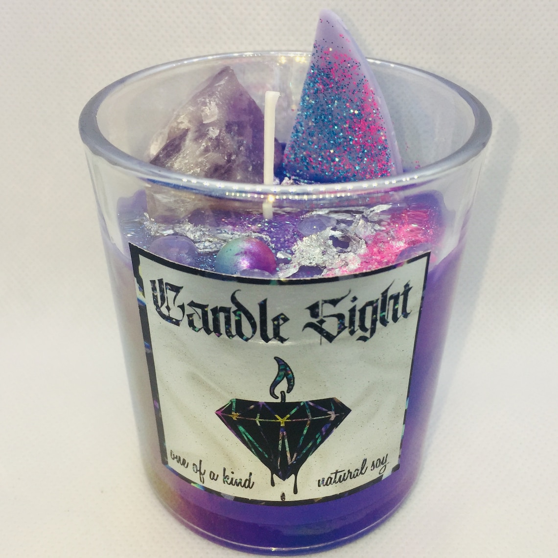Cotton Candy Galaxy, Amethyst Crystal Candle in Reusable Glass Jar - Etsy