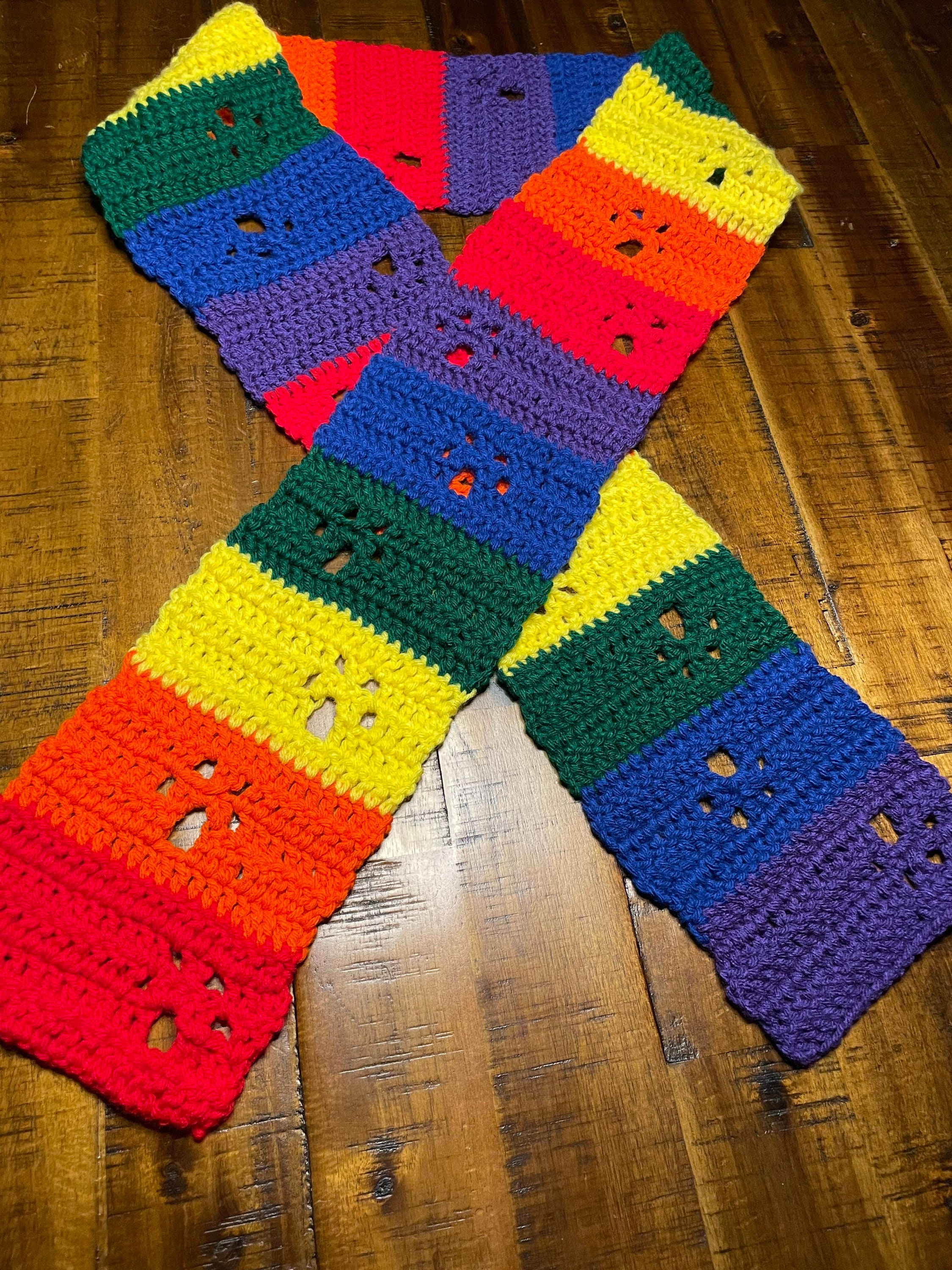 Crocheted Rainbow Bridge Meandering Paw Print Scarf - Etsy