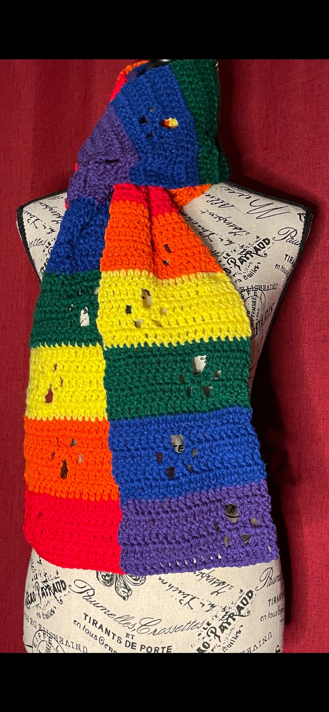 Crocheted Rainbow Bridge Meandering Paw Print Scarf - Etsy