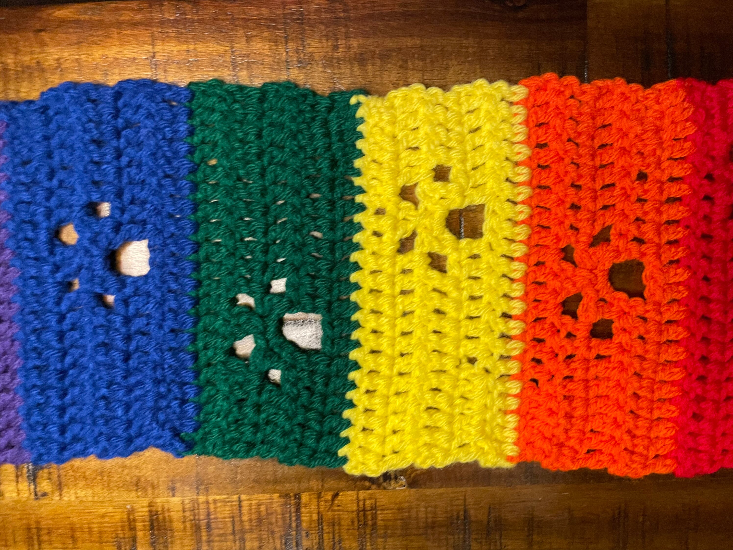 Crocheted Rainbow Bridge Meandering Paw Print Scarf - Etsy