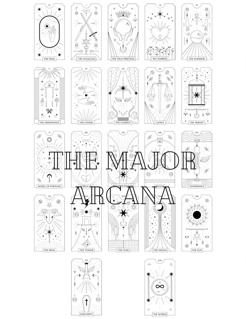 Tarot Card Coloring Pages - the Major Arcana - Digital File - Etsy