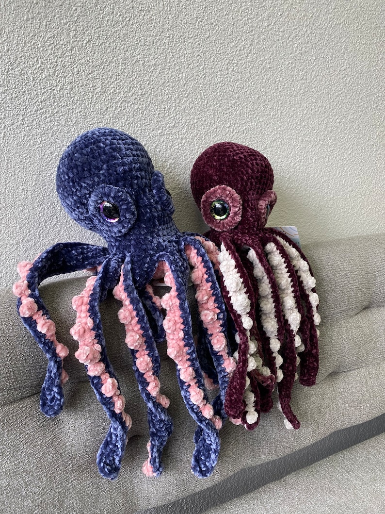 Octopus Stuffed Animal. Velvet Soft Plushie. Color Changing Eyes ...