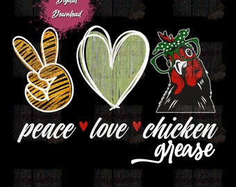 Peace Love Chicken Grease Svg - Etsy