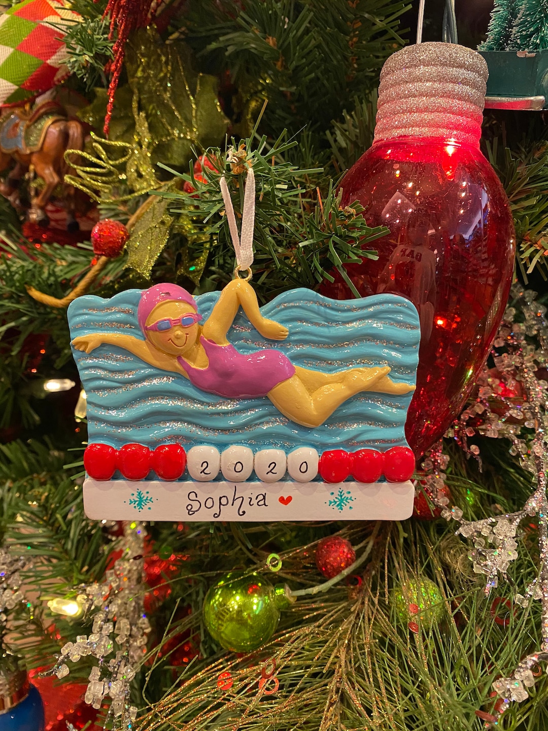 Swimmer in Pool Female/male Personalized Christmas Ornament - Etsy