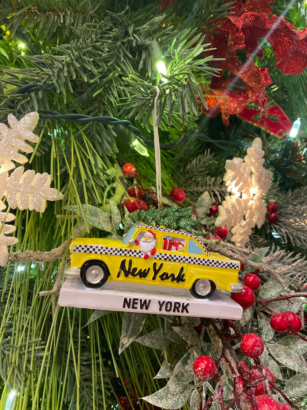 3D Nyc Santa Driving A Taxi With Tree Christmas Ornament - Etsy