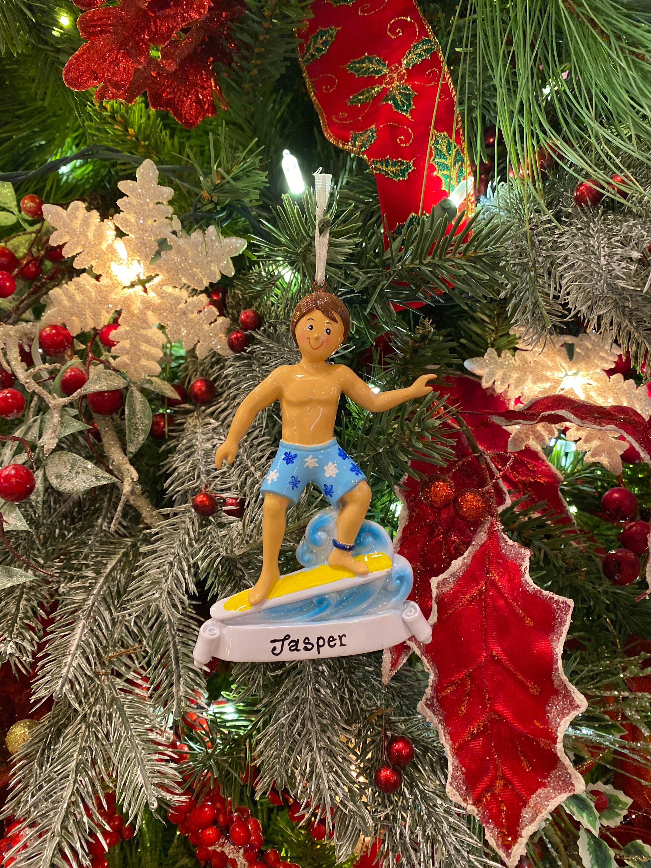 Surfing Male Personalized Christmas Ornament - Etsy