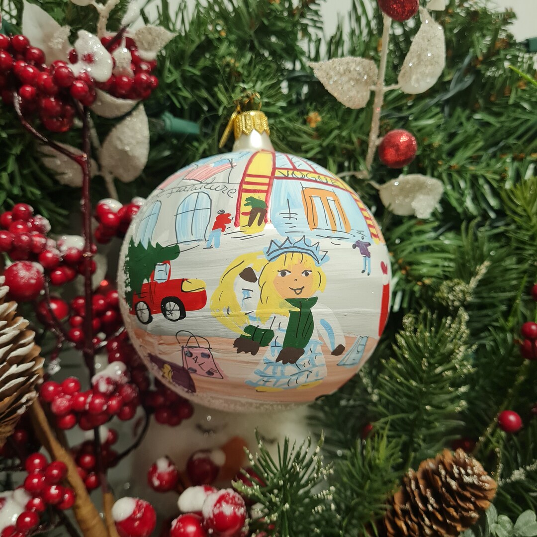Santa and Lady Liberty Dancing and Singing in NYC, Hand Painted Glass ...