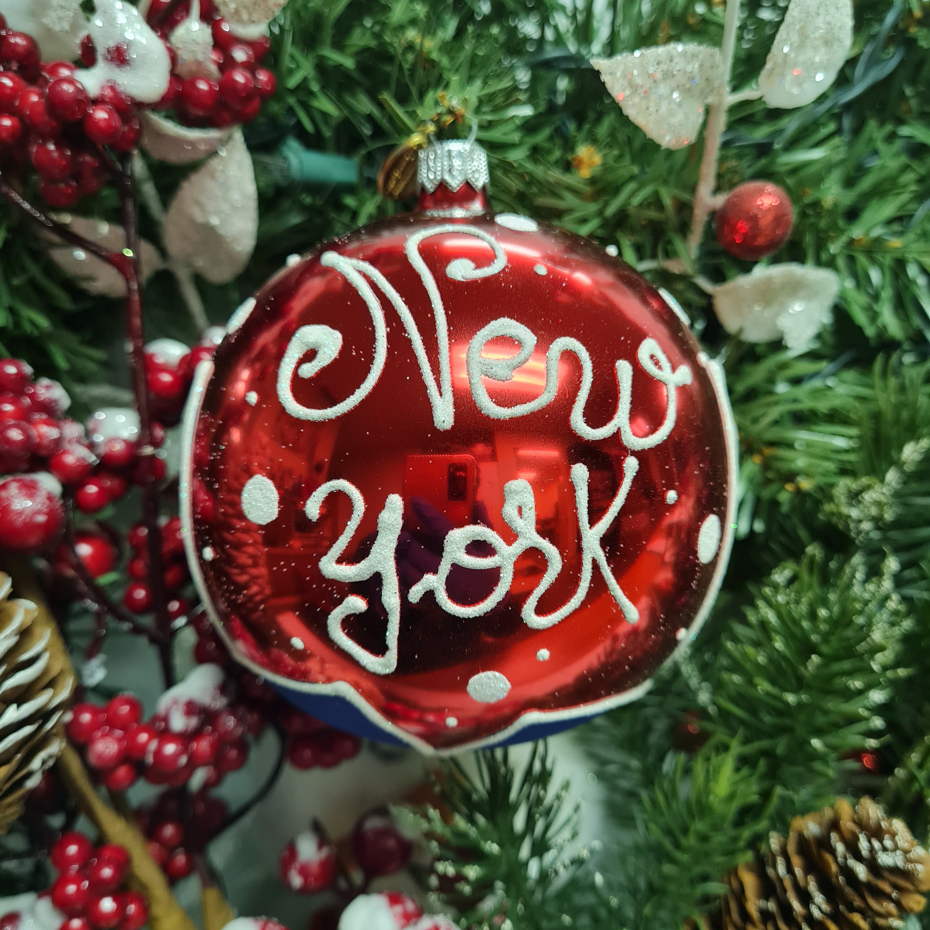 New York City Scene With Xmax Tree and Statue of Liberty Hand - Etsy