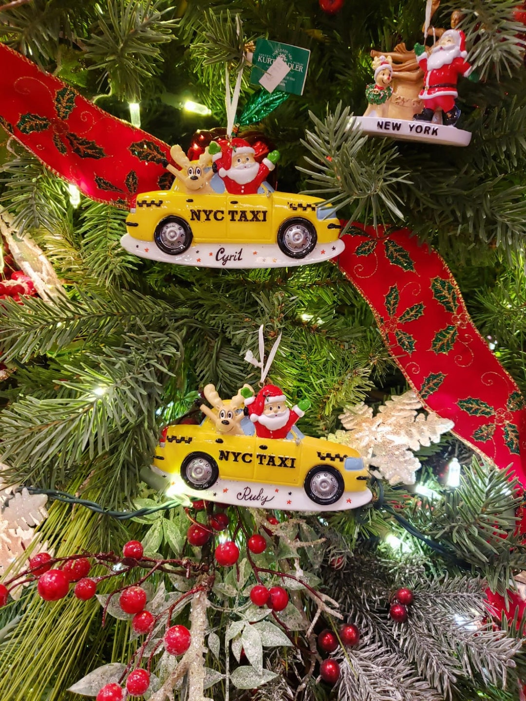 Santa & Reindeer in Nyc Taxi Cab Christmas Ornament - Etsy