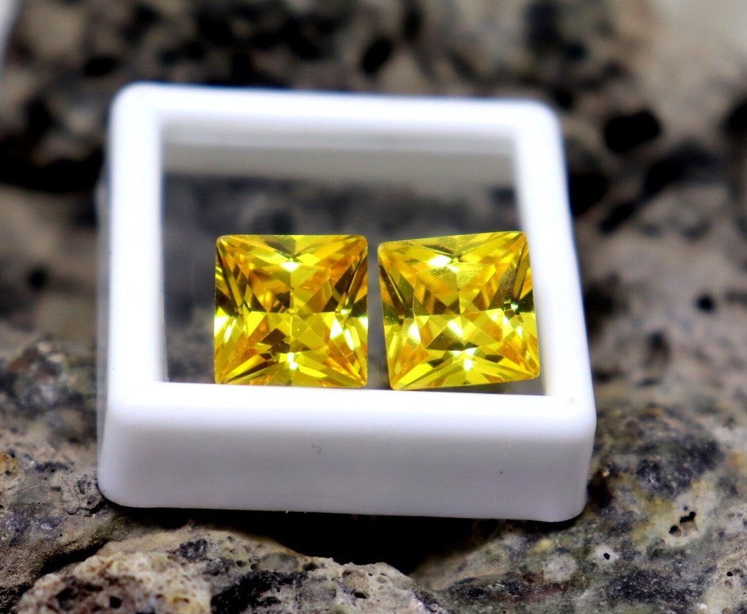 Precious Pair of Bright Yellow Sphene Gemstone Unheated Untreated ...