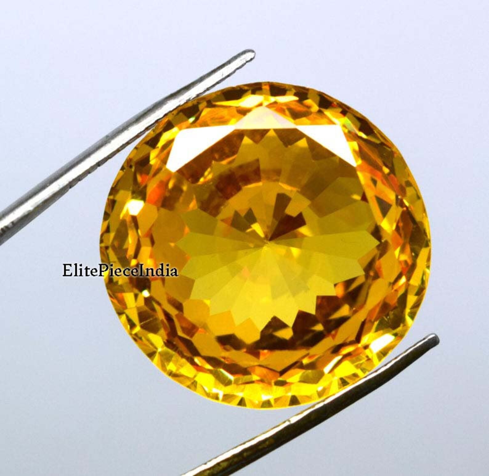 50.45CT Yellow Sapphire Natural Sapphire Round Cut Faceted | Etsy