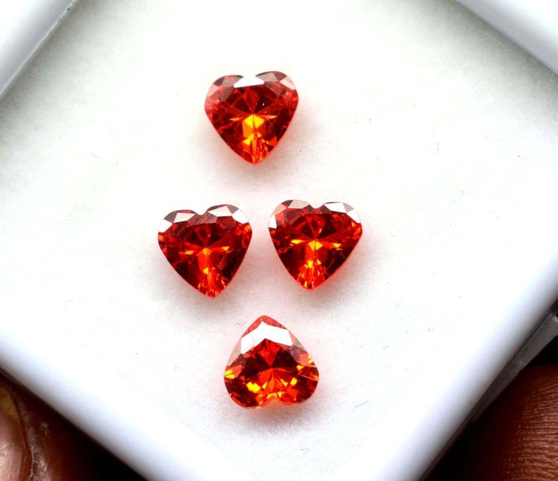Natural Padparadscha Sapphire 4PC Heart Cut Faceted 5.5 Cts | Etsy