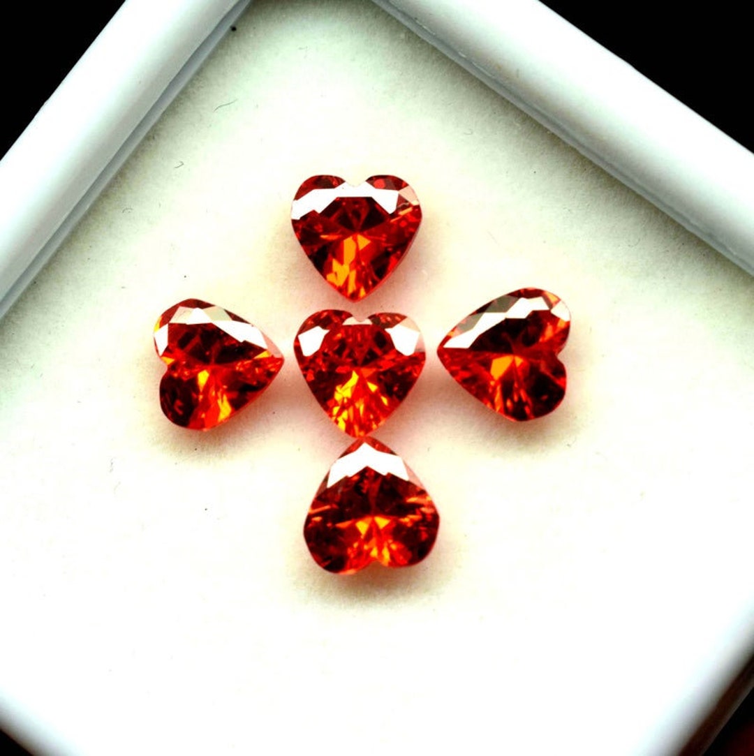 Natural Padparadscha Sapphire 4PC Heart Cut Faceted 5.5 Cts Certified ...