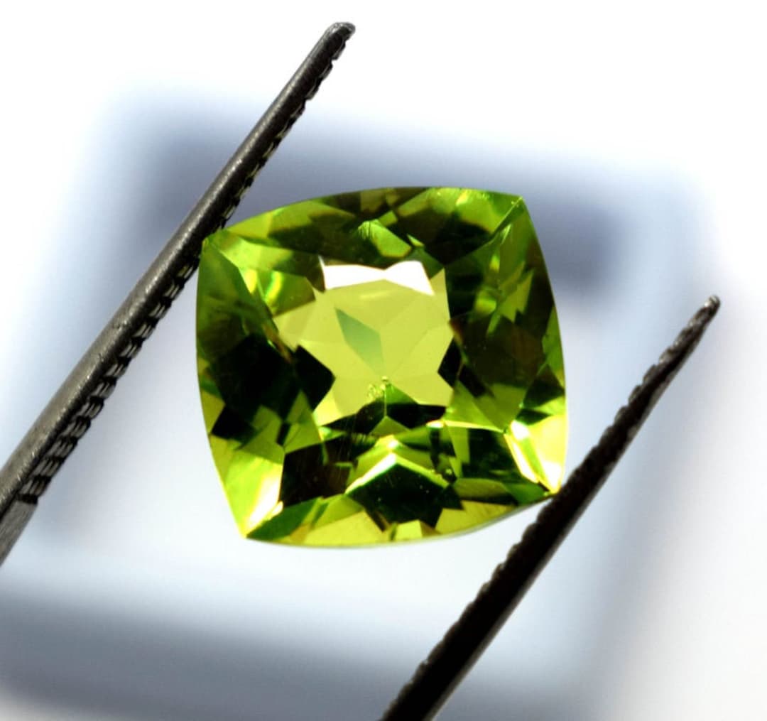 Natural Peridot 11.15CT Cushion Cut Faceted Certified Peridot - Etsy