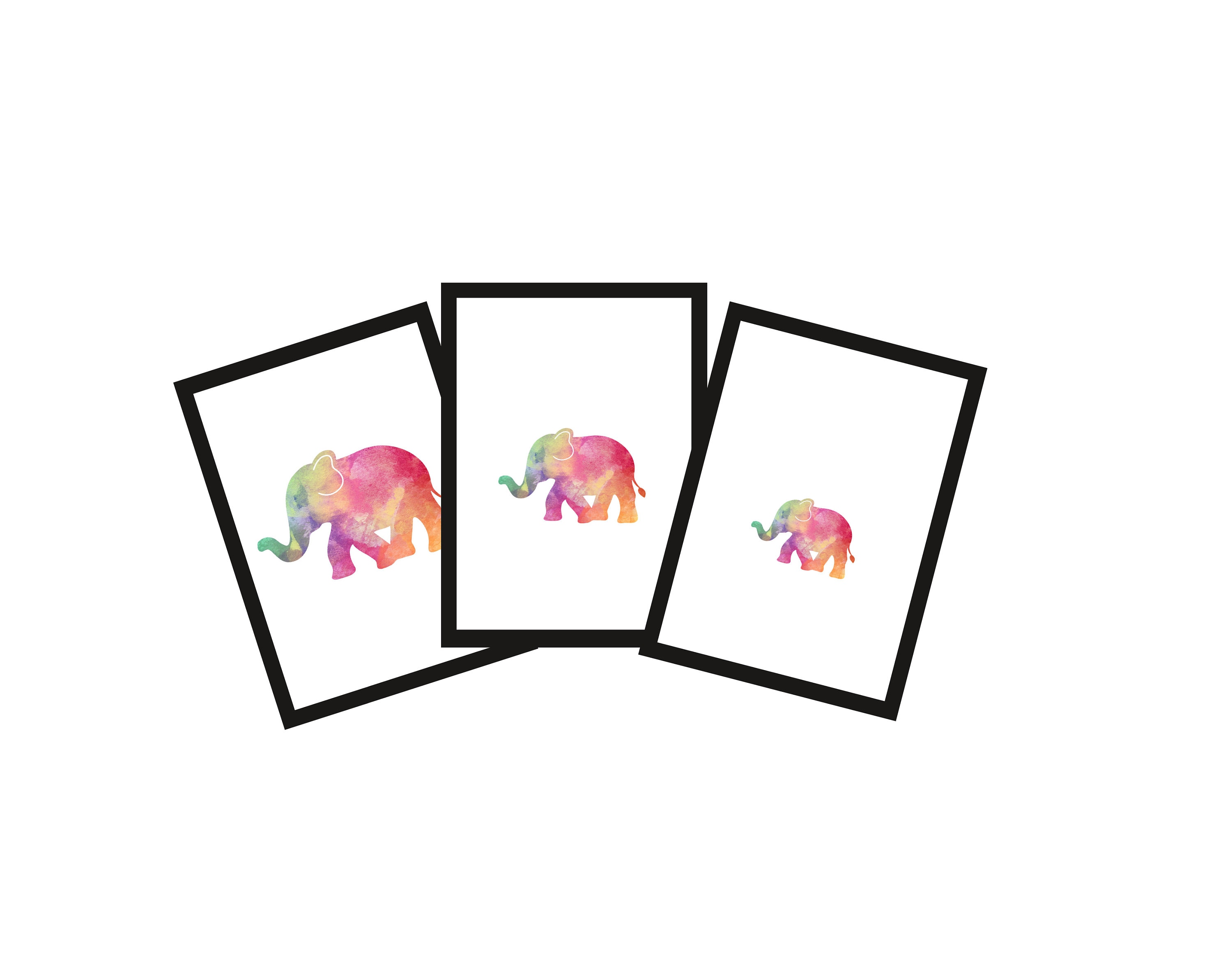 Set of 3 Multicoloured Elephant Prints DIGITAL PRINT - Etsy