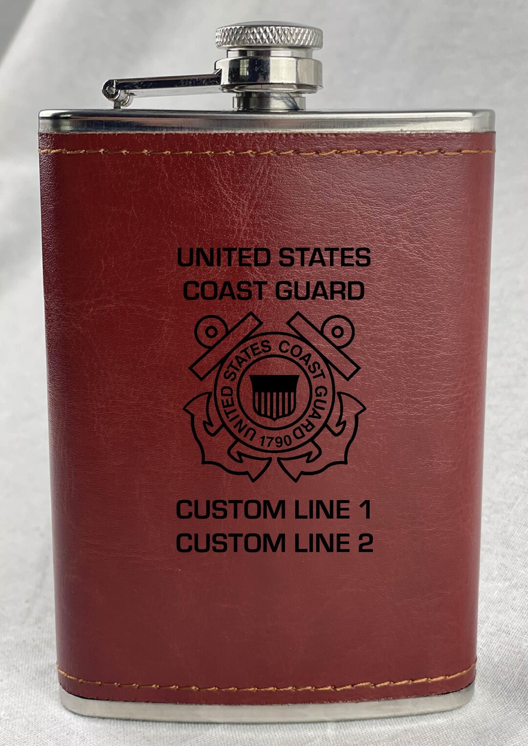 Leather Hip Flask - US Coast Guard - Etsy