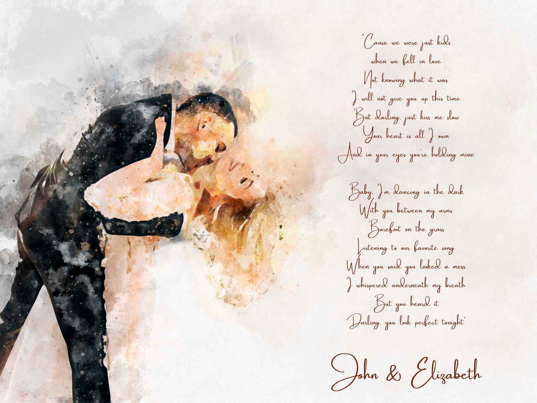 First Dance Song Lyrics Art, First Dance Wedding Anniversary Gift ...