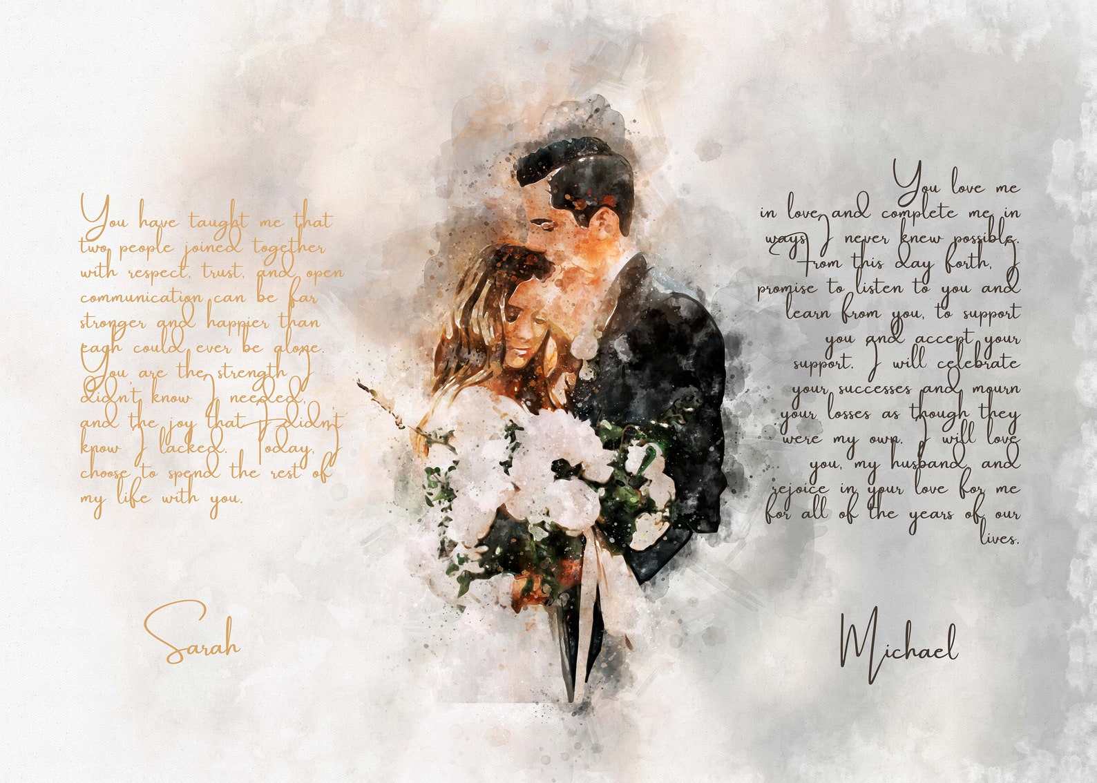 Custom wedding vow canvas print personalized vow renewal | Etsy