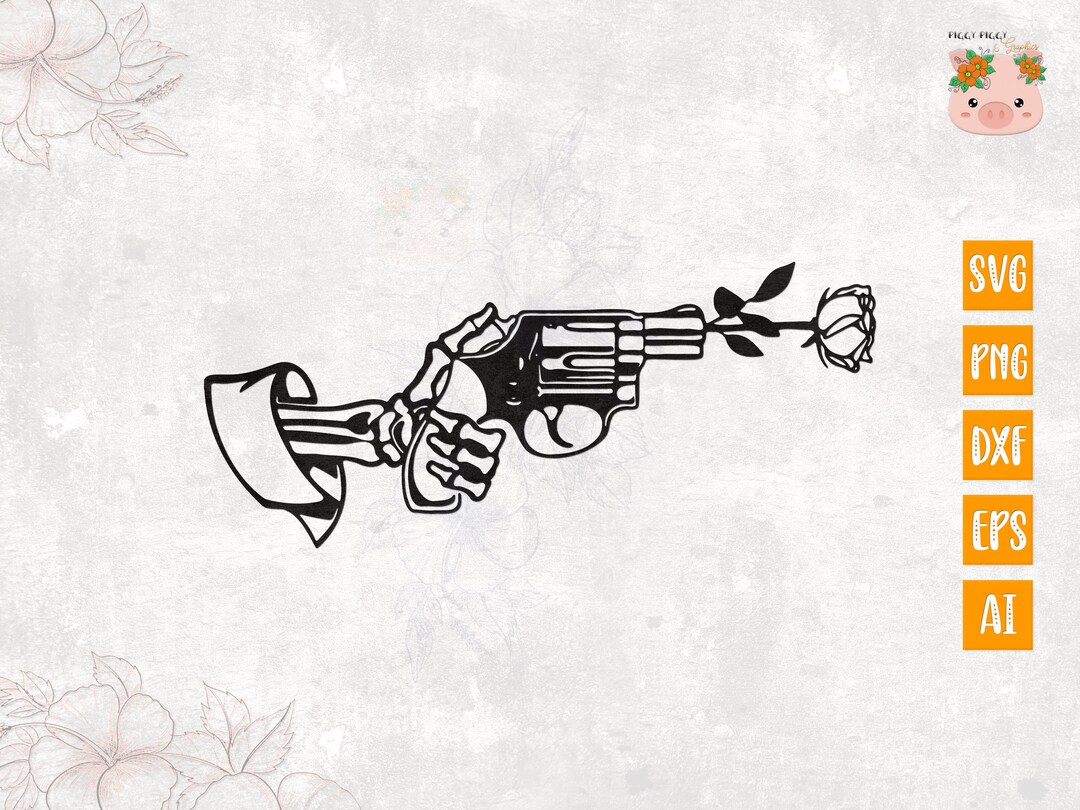Gun With Rose SVG Gun With Flowers SVG Gun With Rose PNG - Etsy Australia
