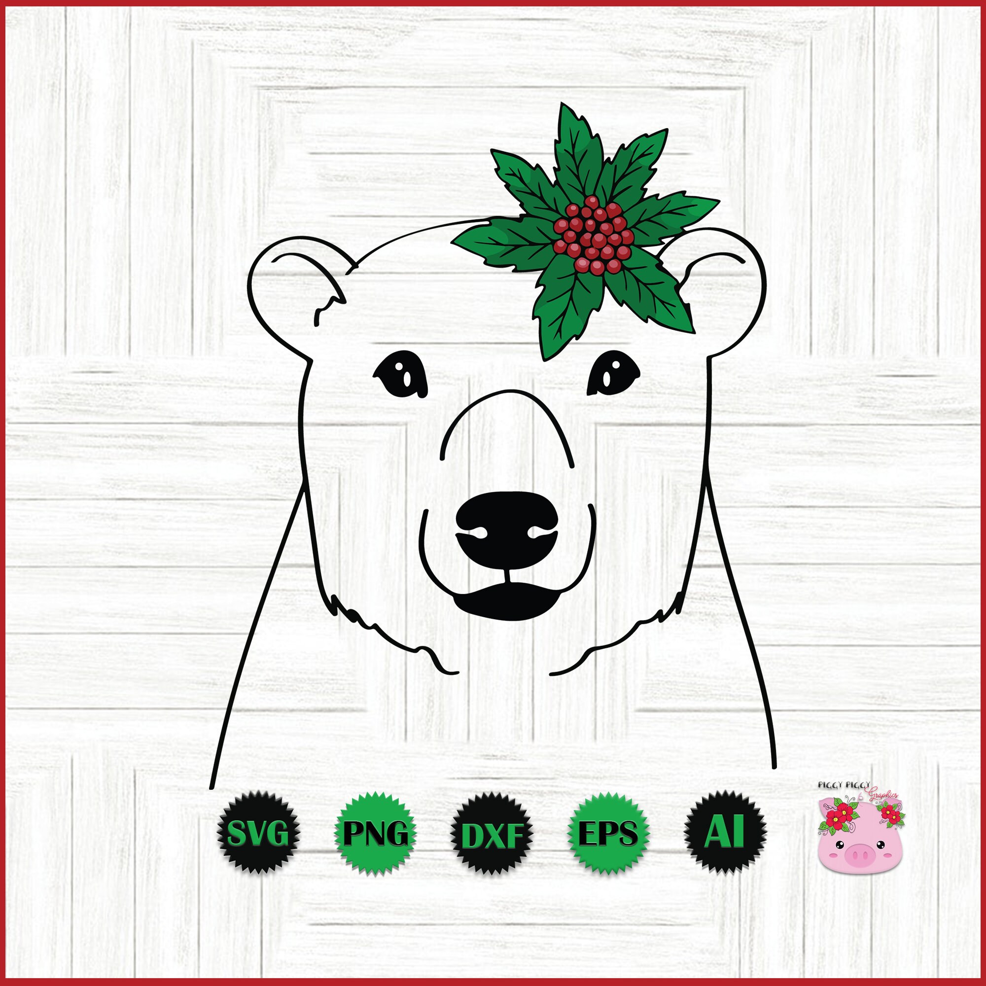 Ours SVG Ours Père Noël avec chapeau de fleurs SVG Ours Noël - Etsy France