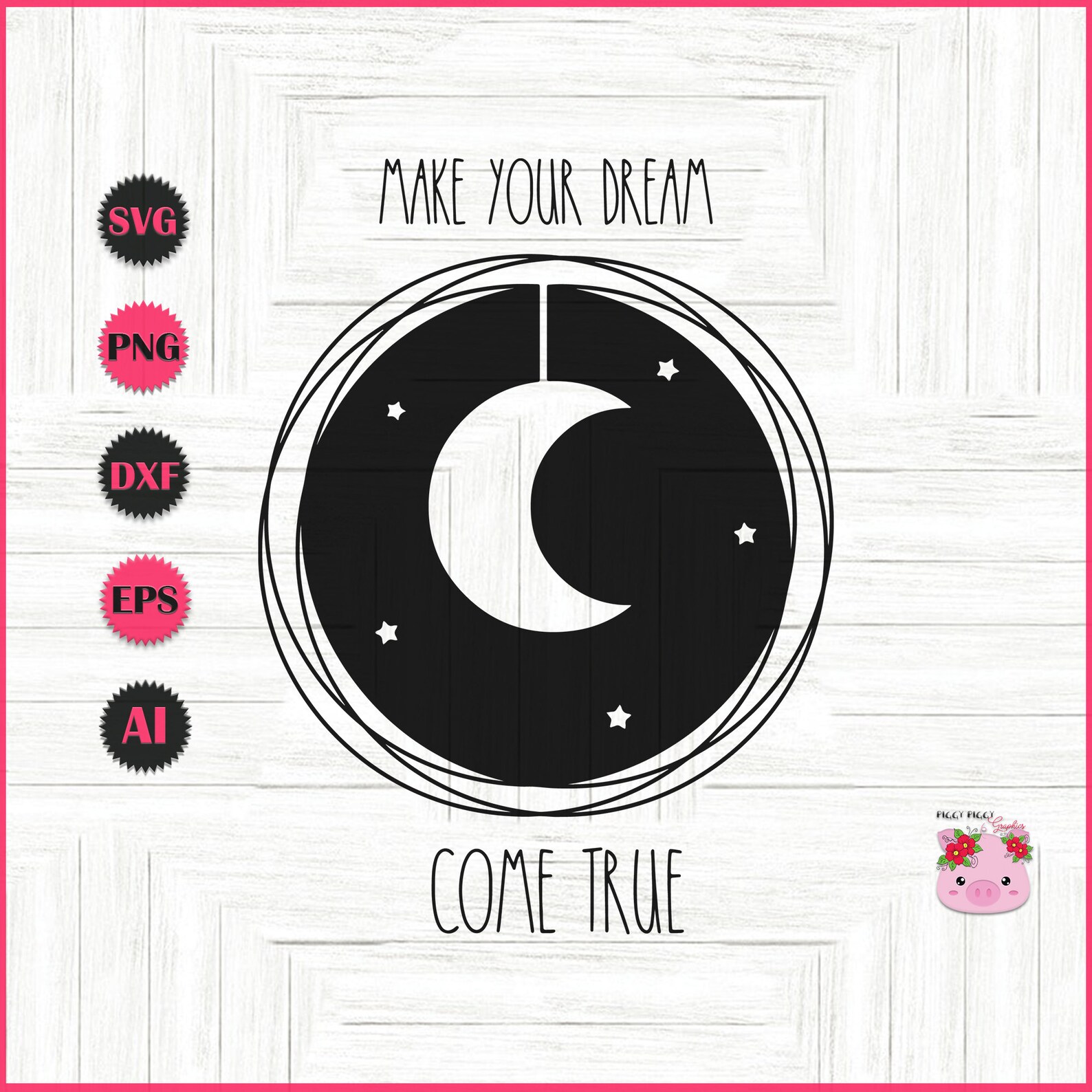 Moon SVG Moon T-shirt Design Moon With Stars SVG Full Moon | Etsy