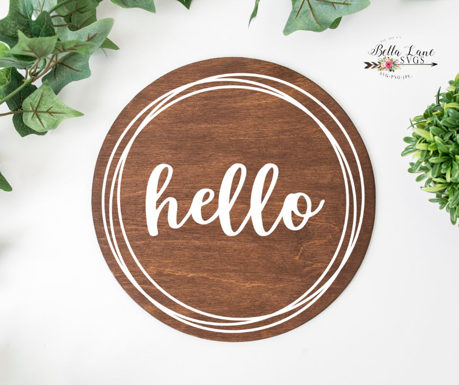 Hello Sign Svg Door Hanger Svg Circle Hello Sign Svg - Etsy