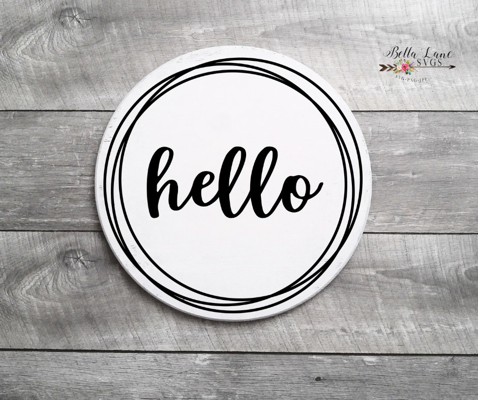 Hello Sign Svg Door Hanger Svg Circle Hello Sign Svg | Etsy
