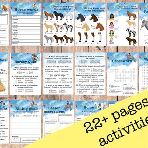 Horse Workbook-illustrated Digital Download for Pony Camp, Horse ...