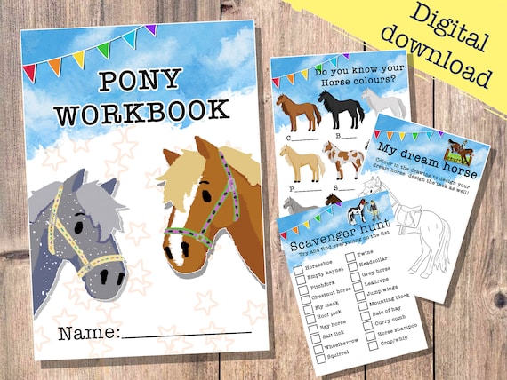 Horse Workbook-illustrated Digital Download for Pony Camp - Etsy