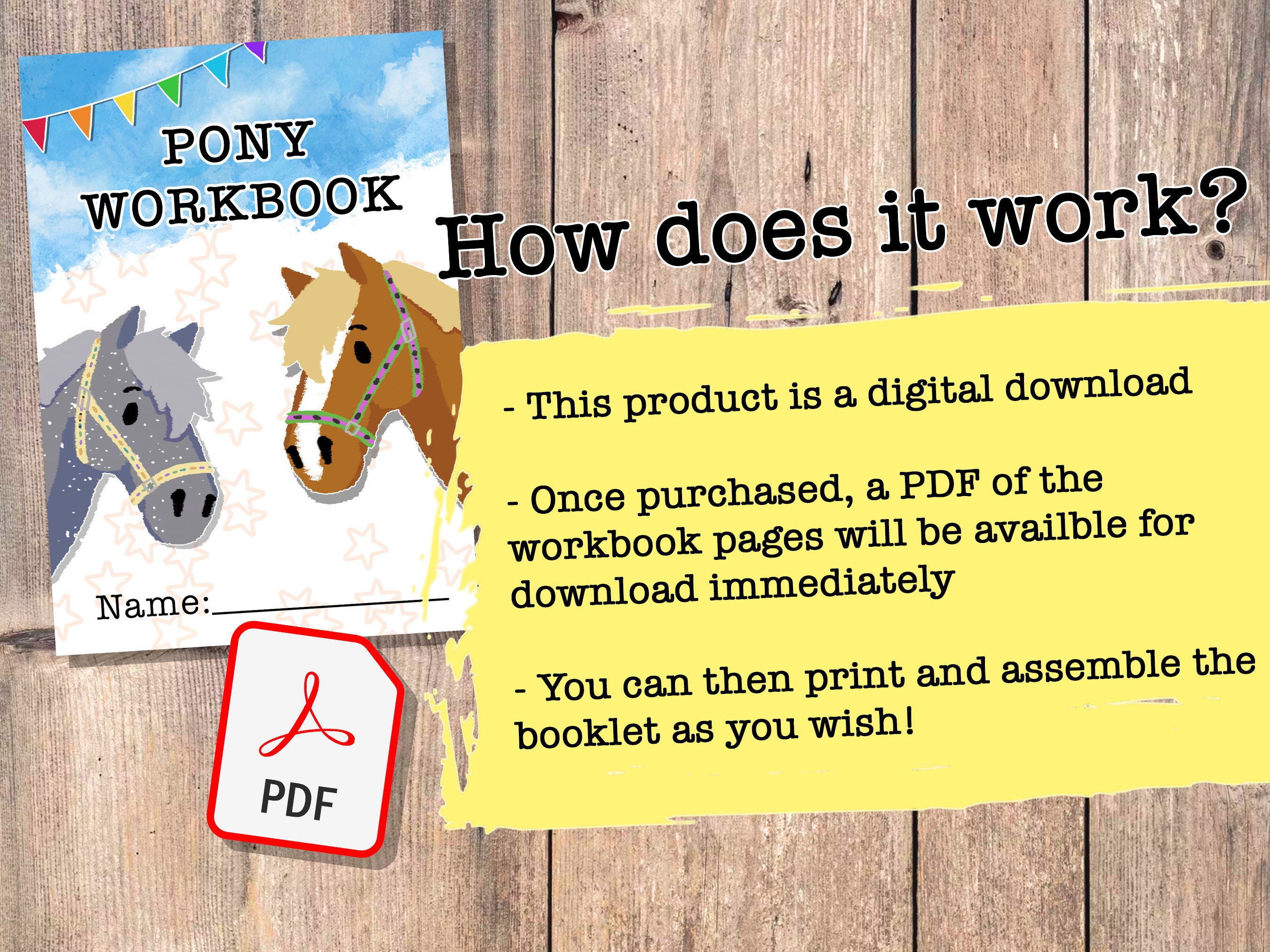 Horse Workbook-illustrated Digital Download for Pony Camp - Etsy