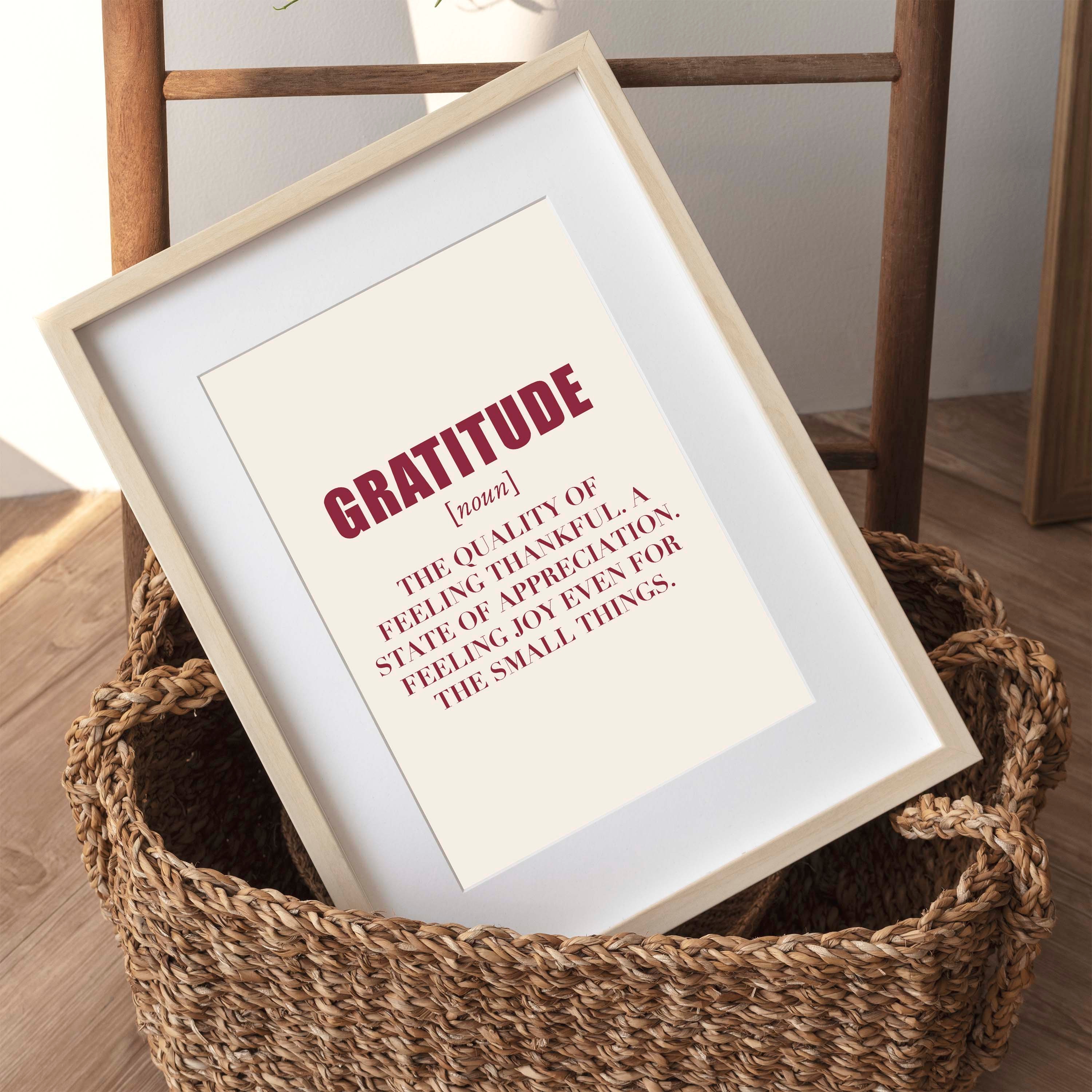 Gratitude Definition Print Dictionary Printable Gratitude | Etsy