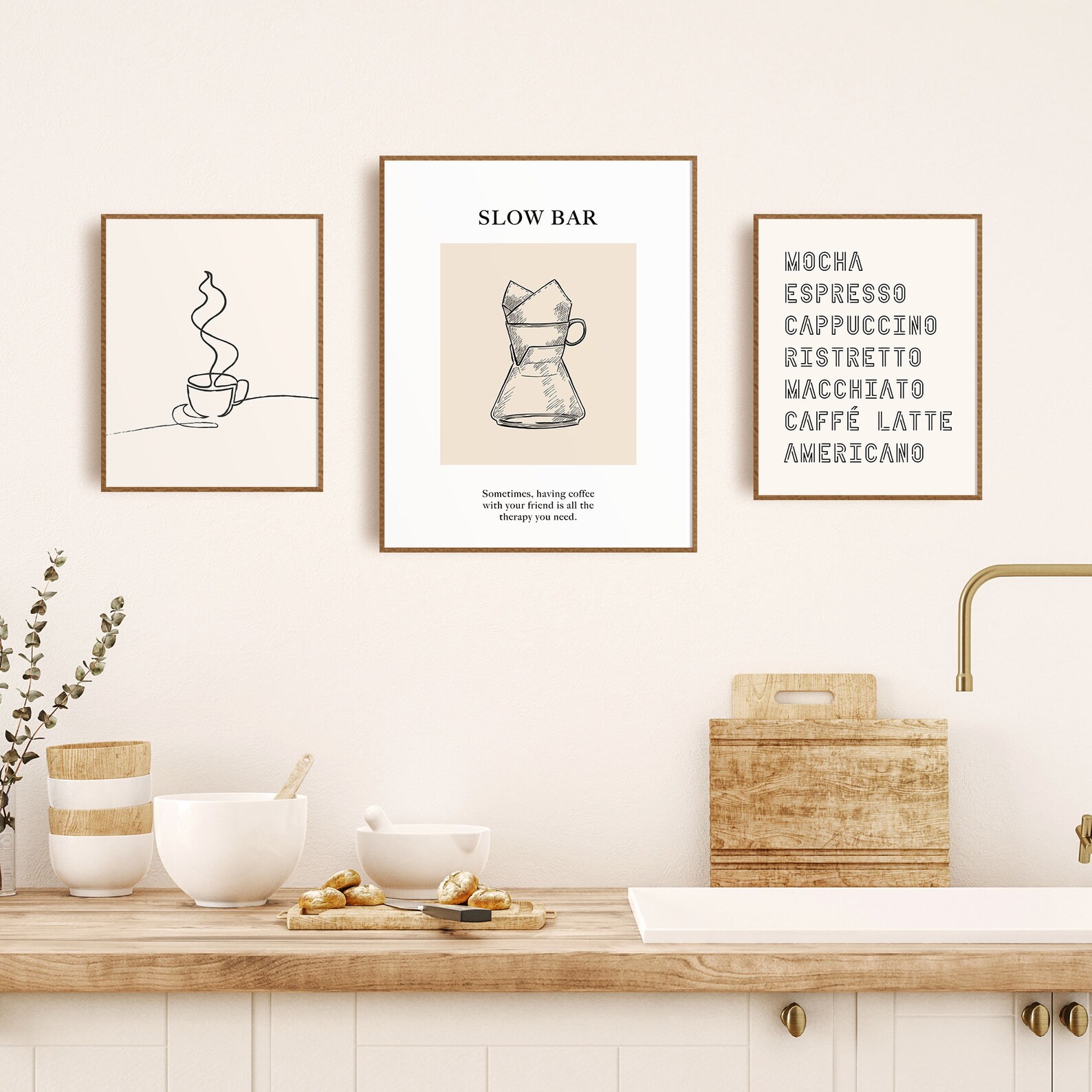 Coffee Bar Print Set of 6 Modern Kitchen Wall Decor Coffee - Etsy
