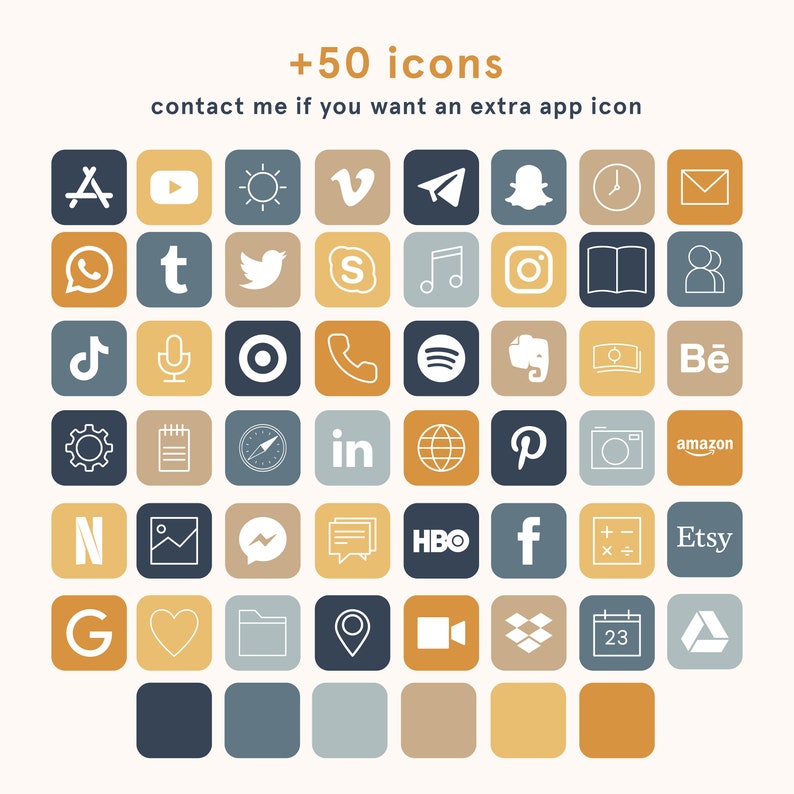 App Icons Blue and Yellow Ios App Icon Bundle App Cover - Etsy
