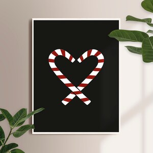 Printable Christmas Wall Art, Modern Candy Cane Poster, Minimalist ...