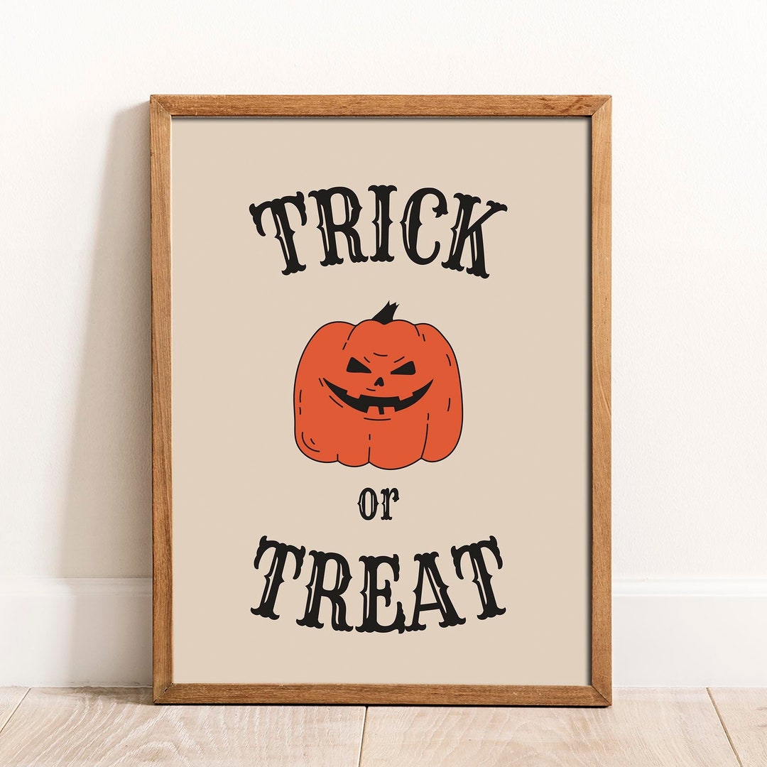 Retro Halloween Pumpkin Print: Spooky Jack O' Lantern Art (digital ...