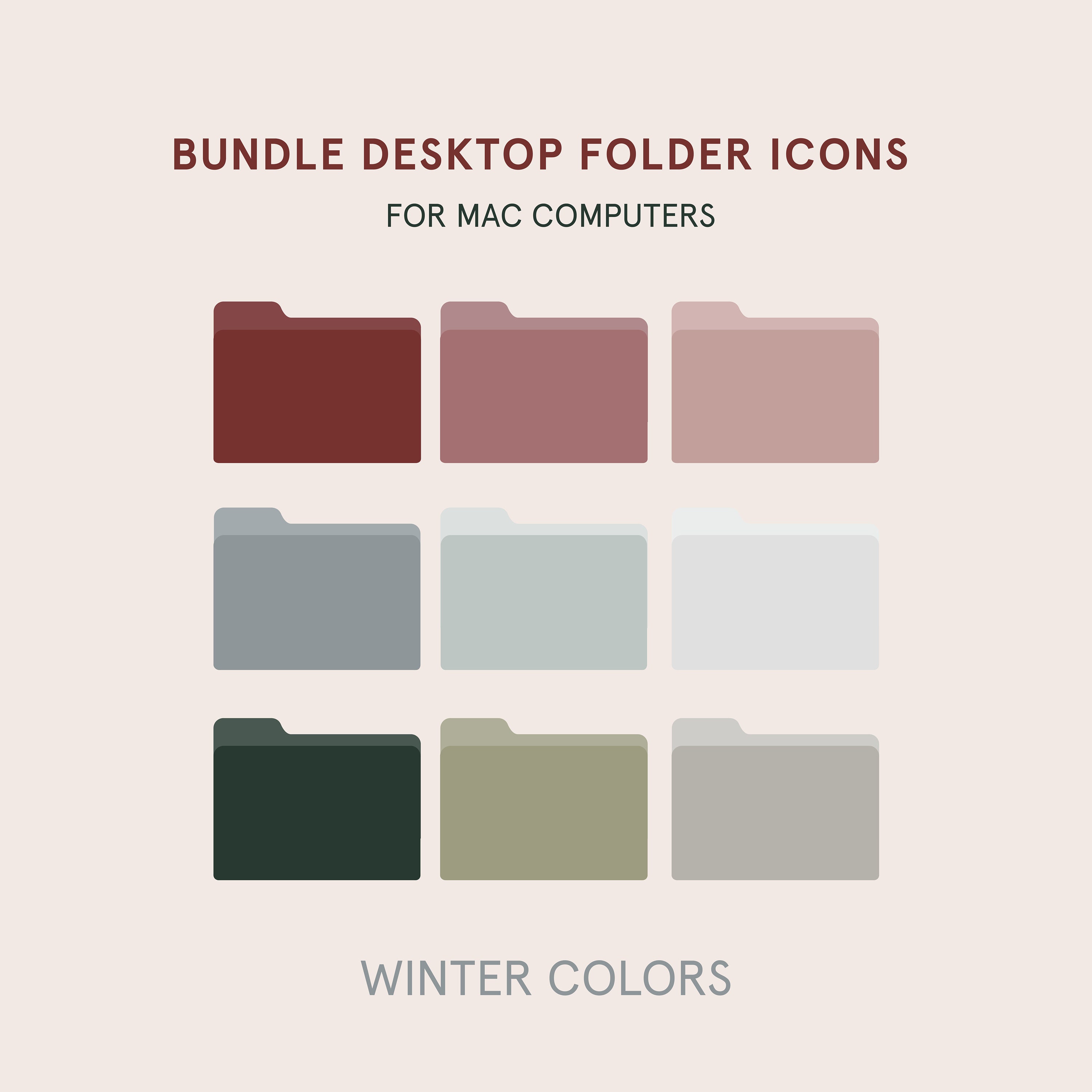 Winter tones Folder Icons for Mac or Windows Computers Mac | Etsy