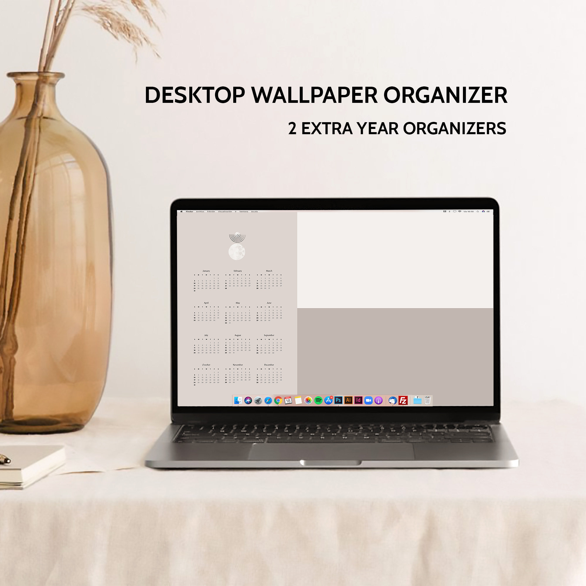 DESKTOP WALLPAPER ORGANIZER 2022 Monthly Calendar Modern - Etsy