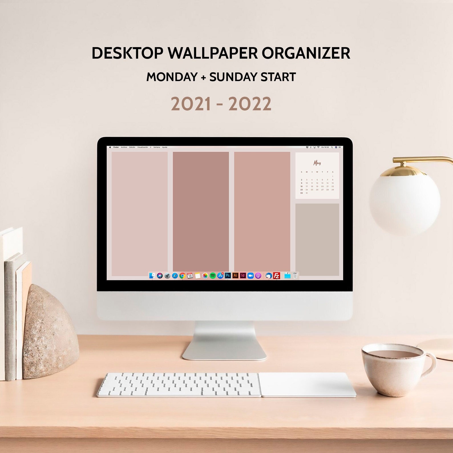 2022 Monthly Desktop Calendars Desktop Wallpaper Organizer - Etsy