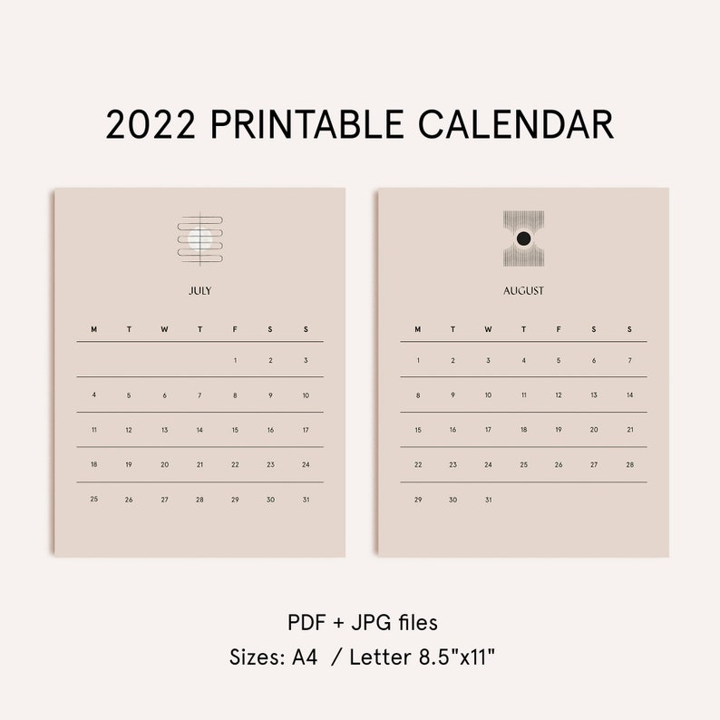 Printable 2022 Wall Calendar Art Deco Monthly Calendar - Etsy