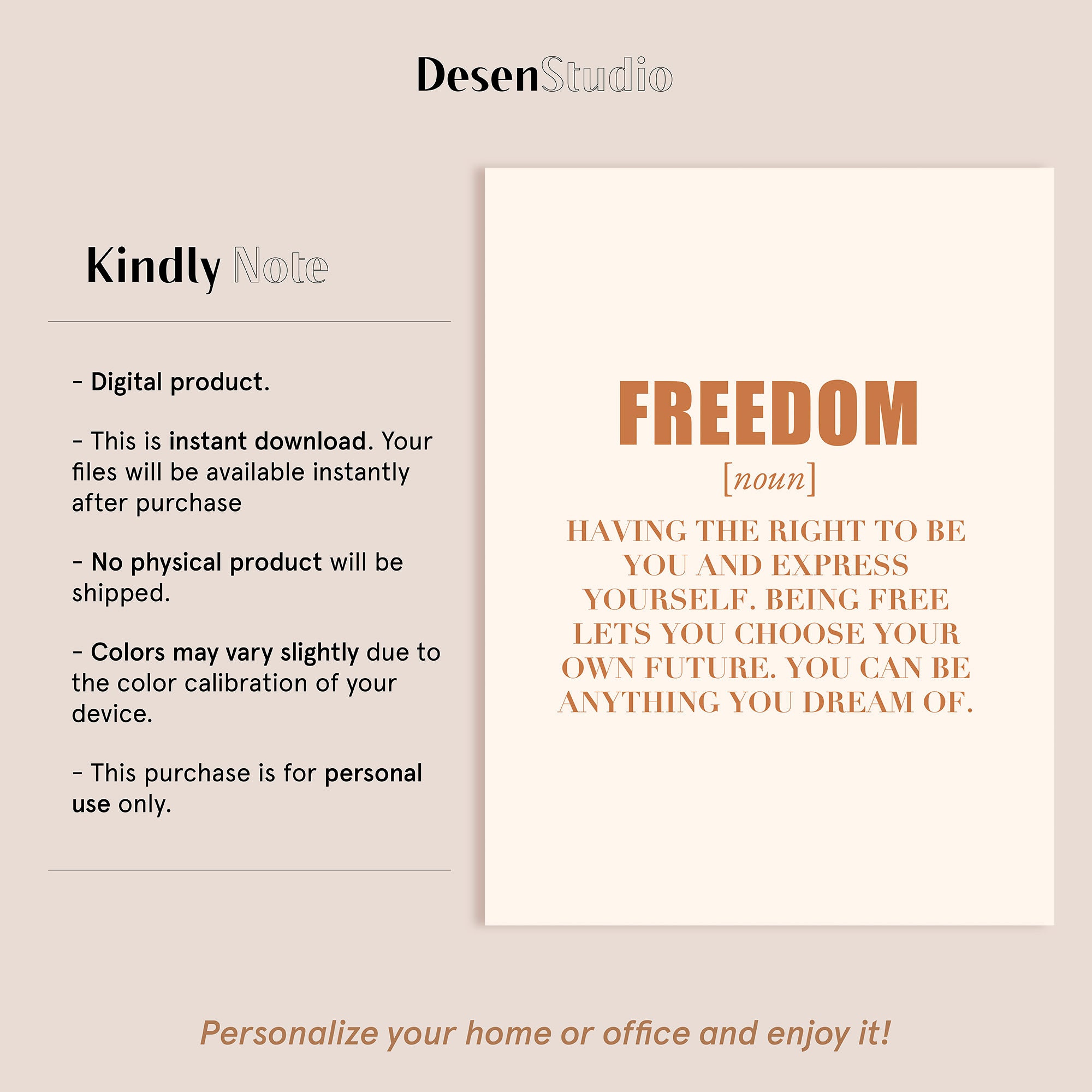 Freedom Definition Print Inspirational Art Word Definition - Etsy