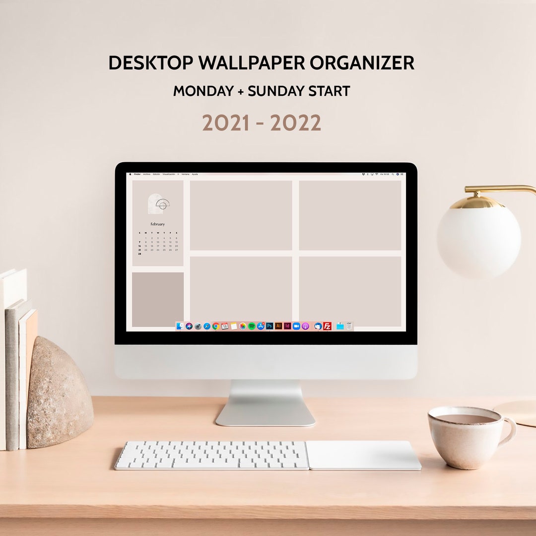 DESKTOP WALLPAPER ORGANIZER 2022 Monthly Calendar Modern - Etsy