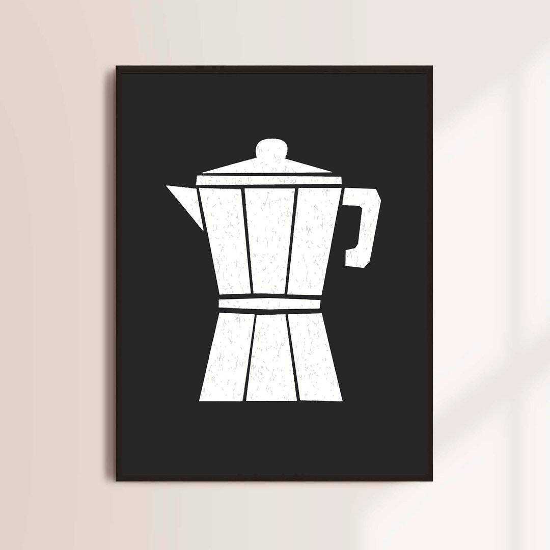 Coffee Art Print, Moka Pot Print, Coffee Maker Poster, Vintage Kitchen ...