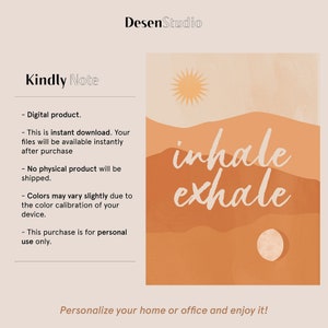 Inhale Exhale Print Abstract Art Print Digital Prints Boho Decor ...