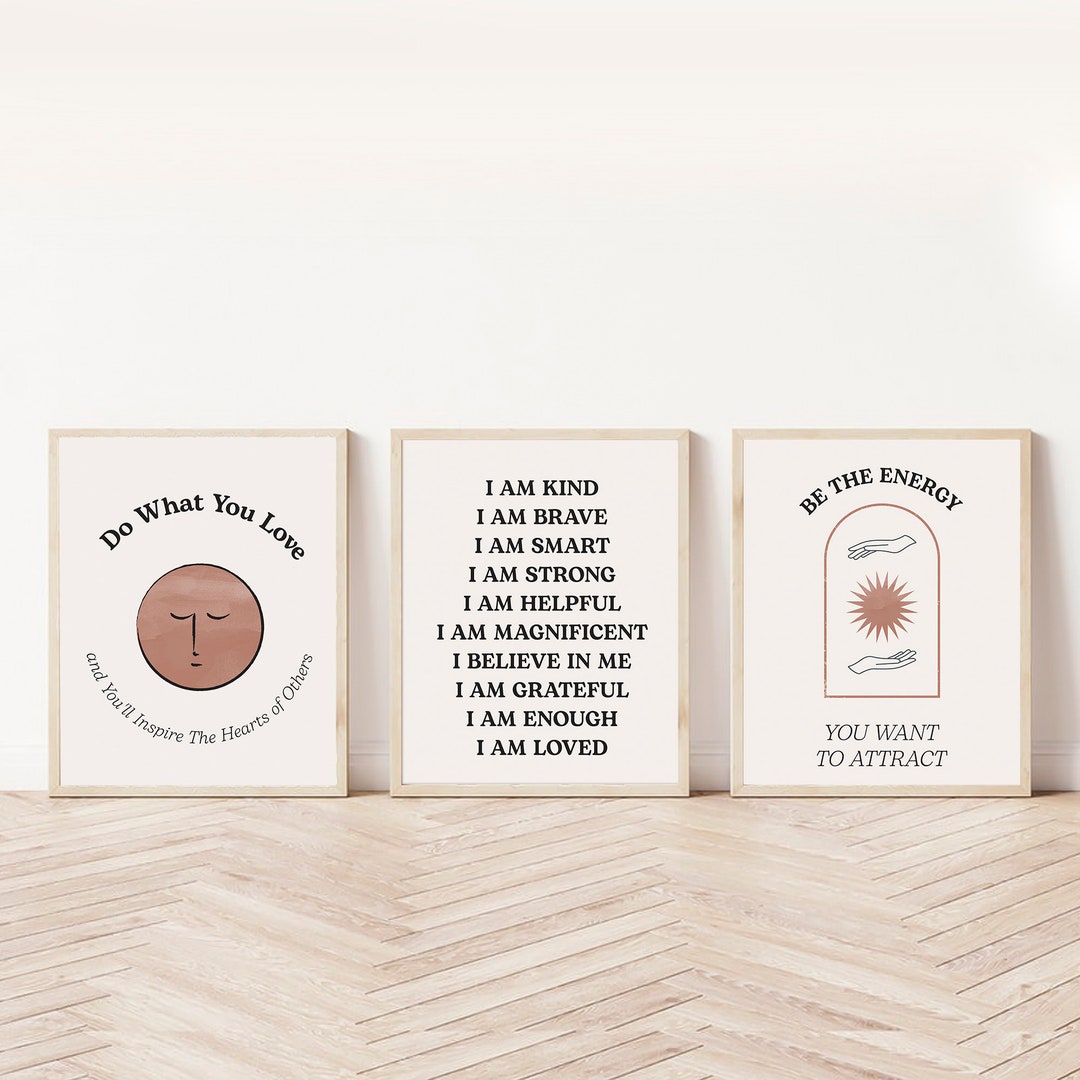 Inspirational Quotes Boho Gallery Wall Set of 3 Prints, Boho Room Decor ...